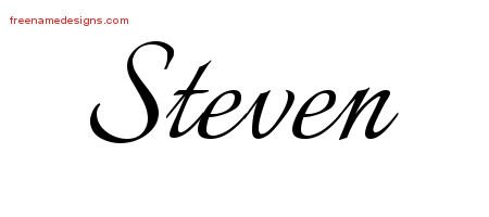 Calligraphic Name Tattoo Designs Steven Free Graphic - Free Name Designs