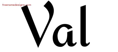 Calligraphic Stylish Name Tattoo Designs Val Free Graphic - Free Name ...