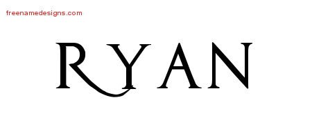 Regal Victorian Name Tattoo Designs Ryan Printable - Free Name Designs