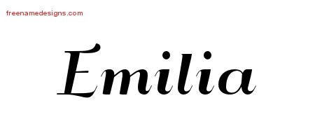 Art Deco Name Tattoo Designs Emilia Printable - Free Name Designs