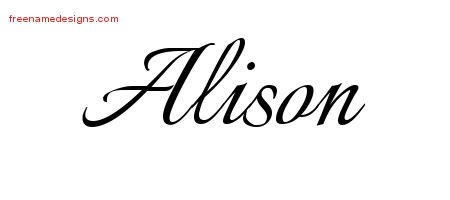 Calligraphic Name Tattoo Designs Alison Download Free - Free Name Designs
