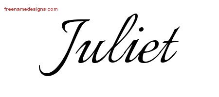 Calligraphic Name Tattoo Designs Juliet Download Free - Free Name Designs