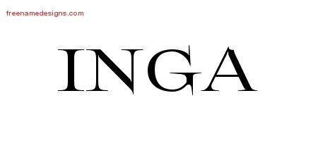 Flourishes Name Tattoo Designs Inga Printable - Free Name Designs