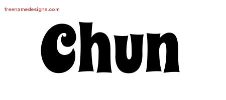 Groovy Name Tattoo Designs Chun Free Lettering - Free Name Designs